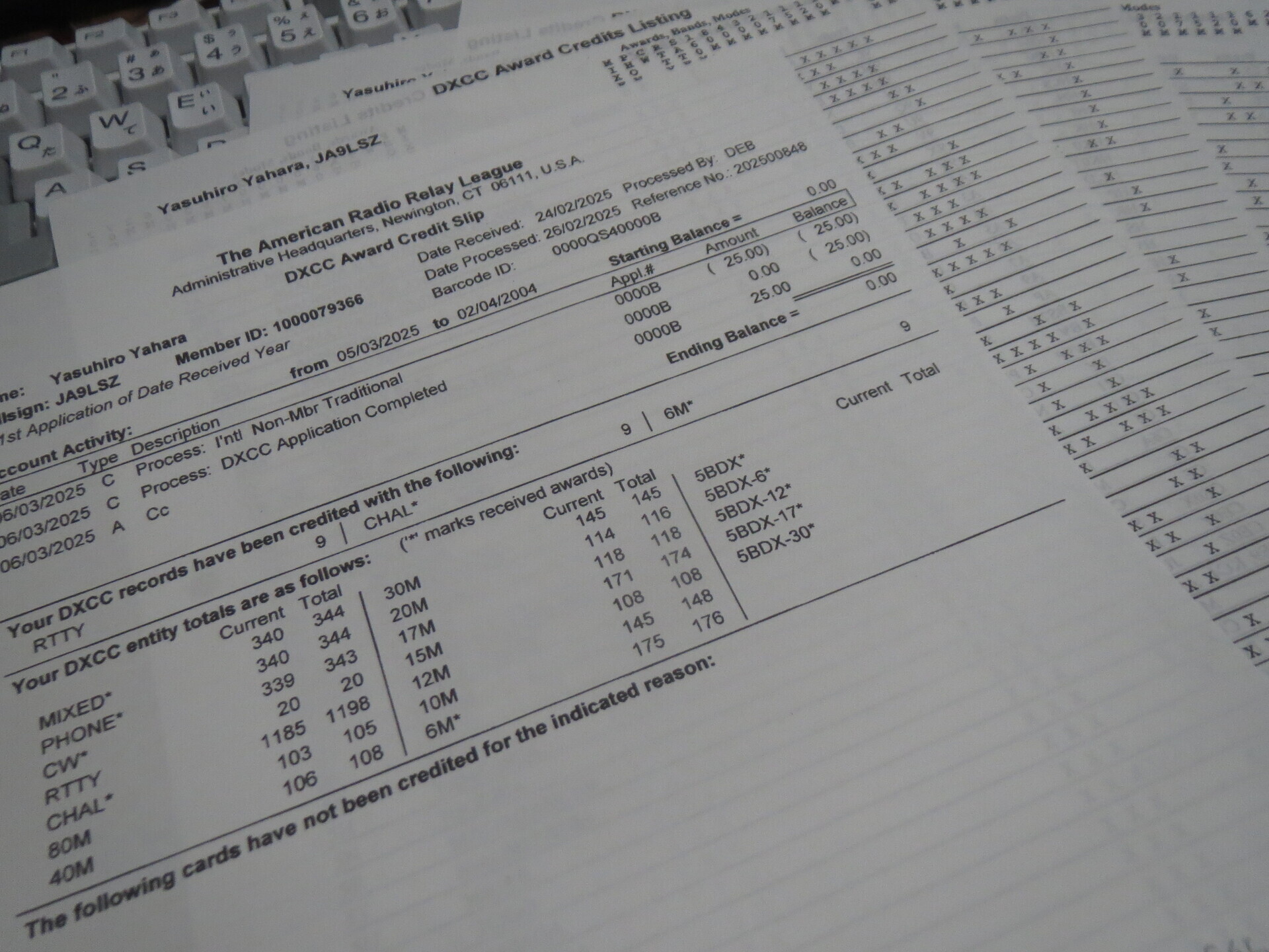 ARRL DXCC Award Credit Slip: JA9LSZ Blog